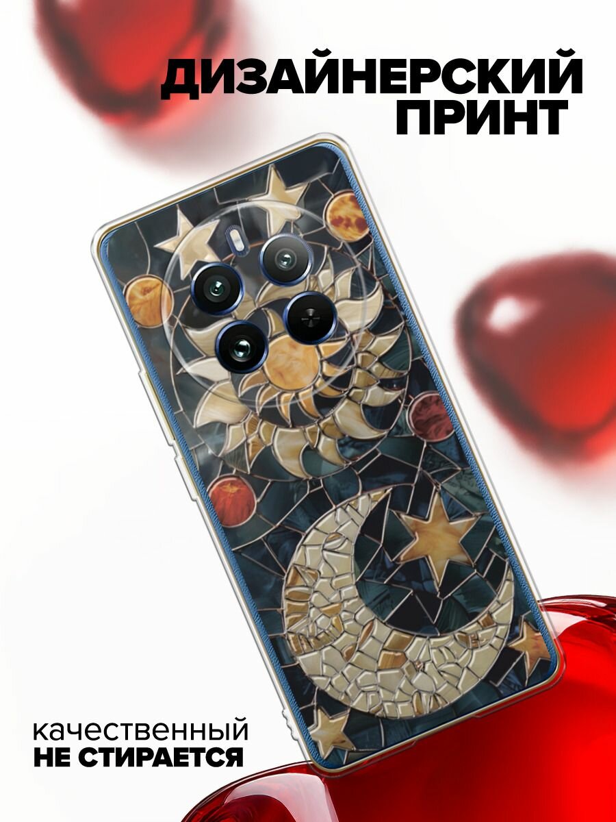 Силиконовый чехол на Realme 12 Pro Plus / Реалми 12 Pro Плюс с принтом Небесный витраж — фото 1