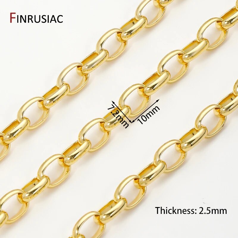 Кубинская цепочка FINRUSIAC золотистого цвета из латуни 7,2*10 мм