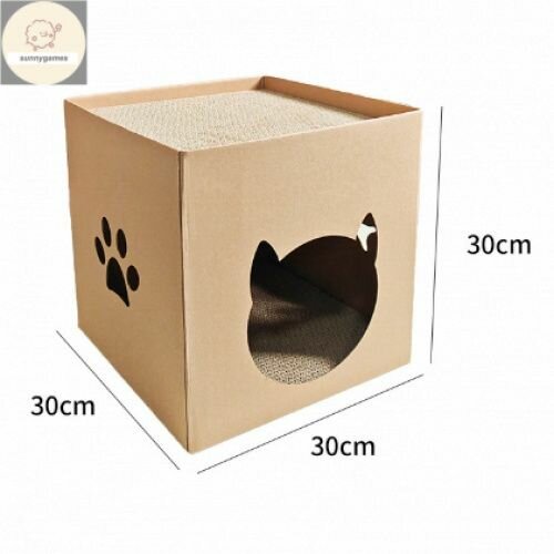 Когтеточка для кошек картонная с домиком Sweet cat Cube