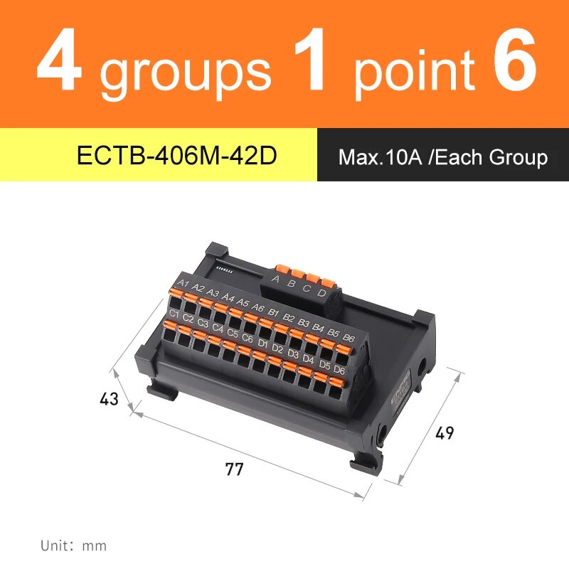 ENMG Компактная клеммная колодка для проводки Модуль распределения питания ECTB для ПЛК, от 1 до нескольких выходов (10 до 64 способов) Вертикальный вставной тип