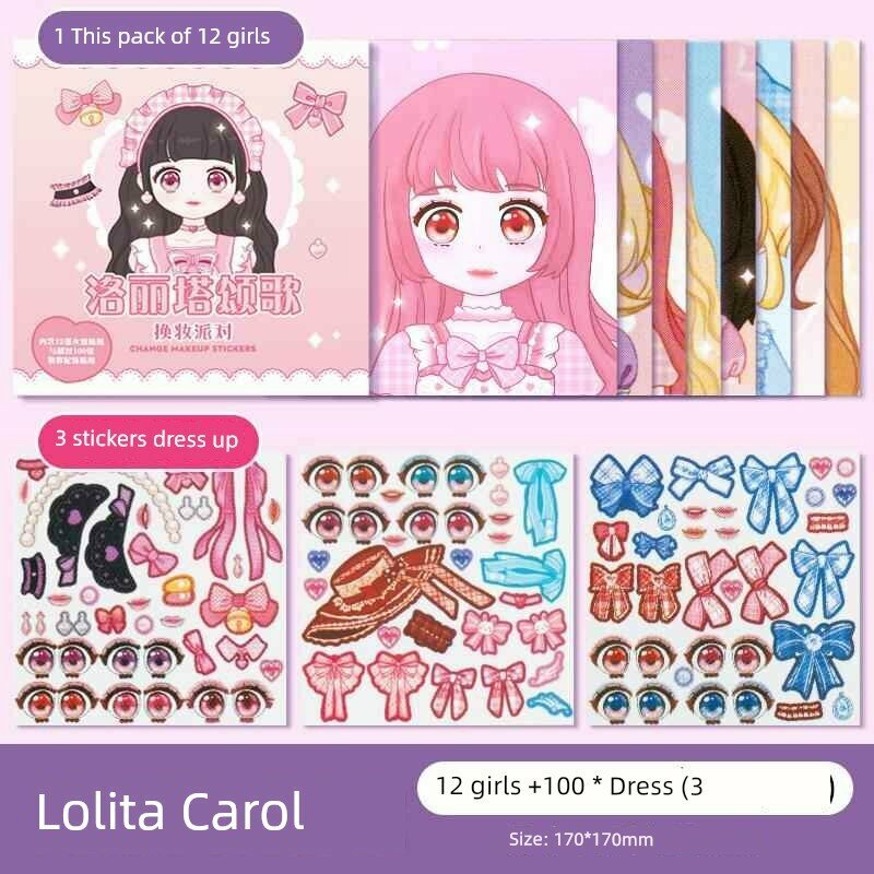 Ancient Style Girl Dress-Up Sticker Book for Girls Aged 3 to 6, Educational Toy, Beautiful Princess Makeup Show Sticker