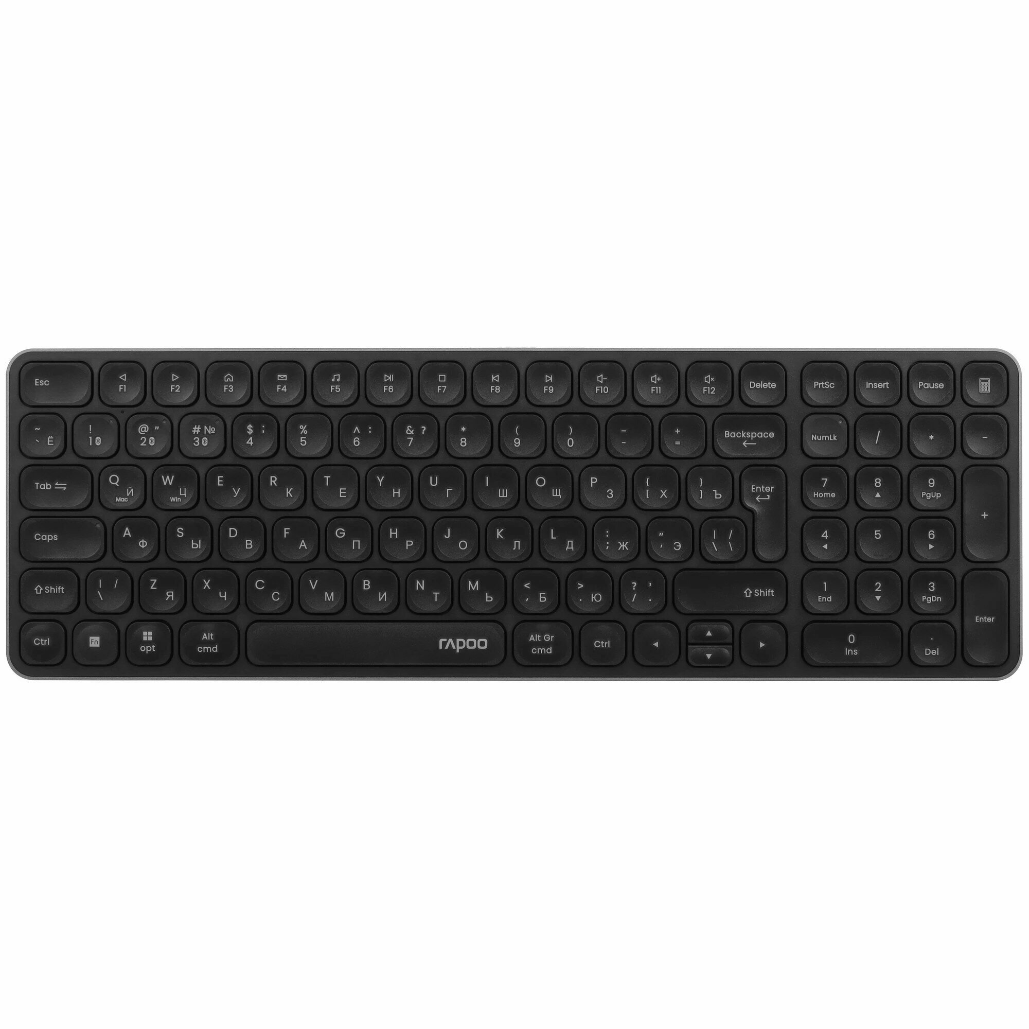 Rapoo Клавиатура, , E9310M, Ультра-тонкая, Беспроводная 2.4ГГц, Bluetooth3.0, серый