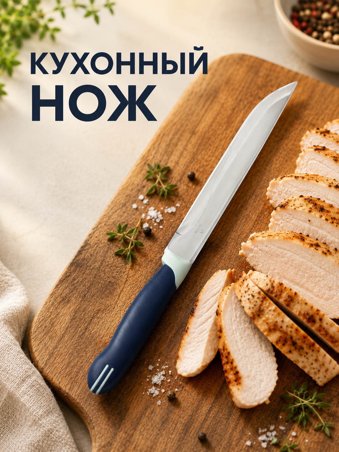 Нож Доляна «Страйп», коррозионностойкая сталь/пластик, 25 см, синий