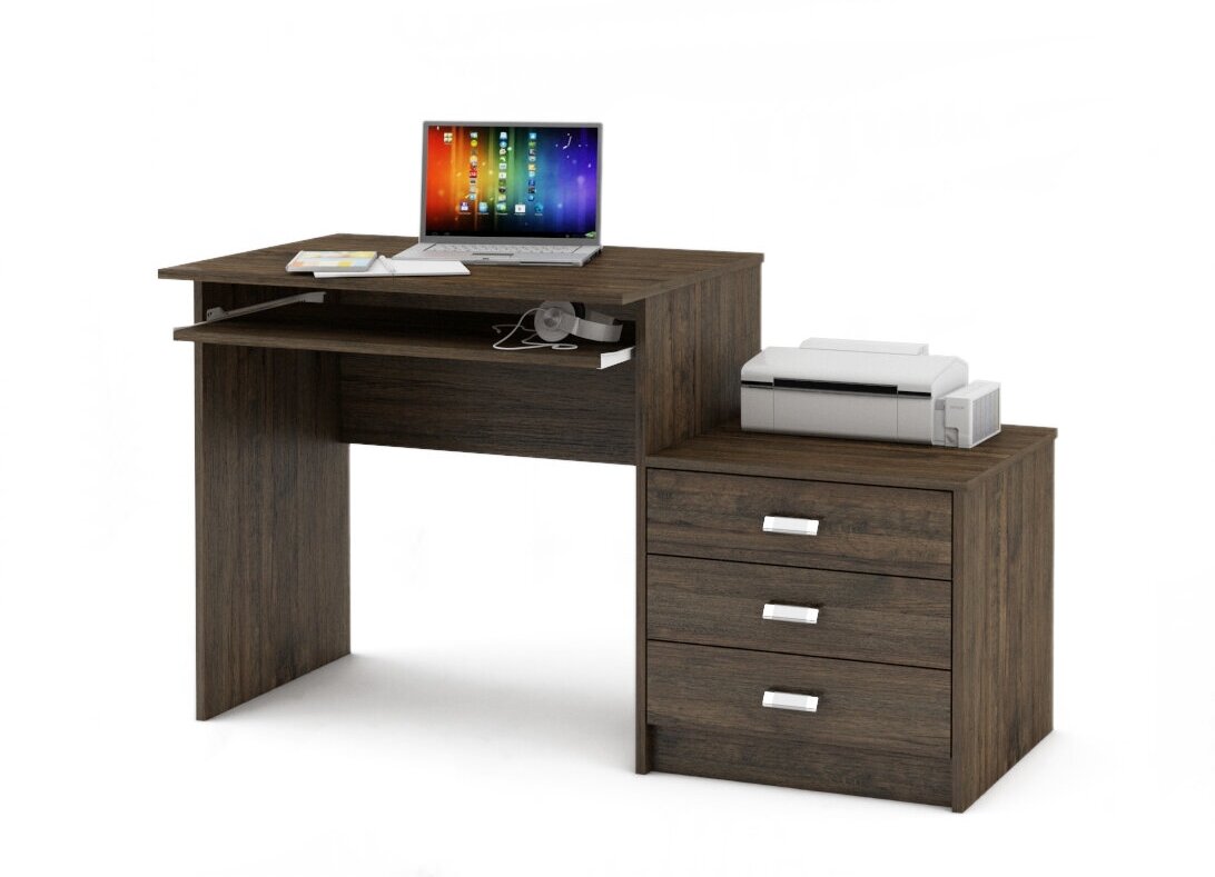 Компьютерный стол "Имидж (Арсенал) 22", с полкой для принтера и клавиатуры, 130x75x60 см