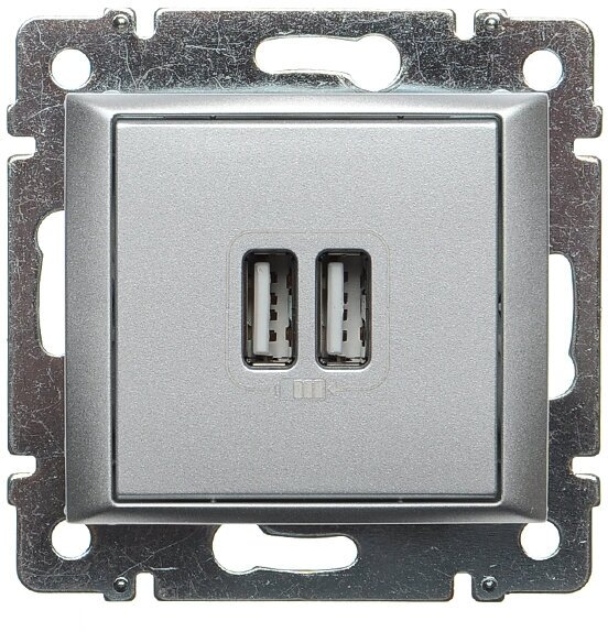 Механизм Valena 770270 розетки USB 5В 1500мА 2 выхода с/п алюминий Legrand