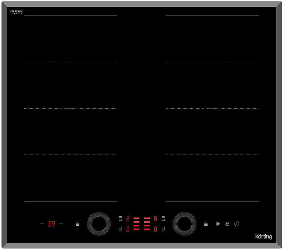 Электрическая варочная панель Korting HIB 68700 B Quadro 59 см, 4 конфорки стеклокерамика, черный