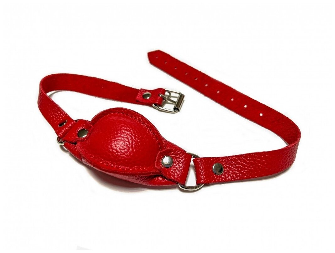 Кляп кожаный красный БДСМ Арсенал универсальный размер S-L натуральная кожа