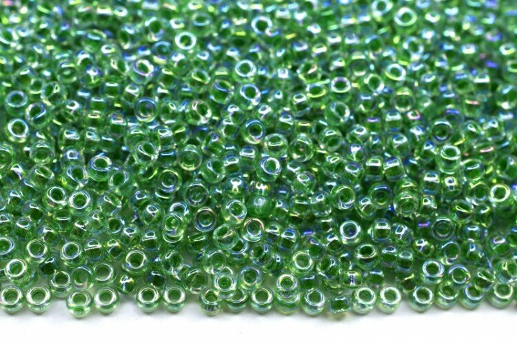 Бисер японский MIYUKI круглый 15/0 #0277 лайм, радужный, окрашенный изнутри, 10 грамм