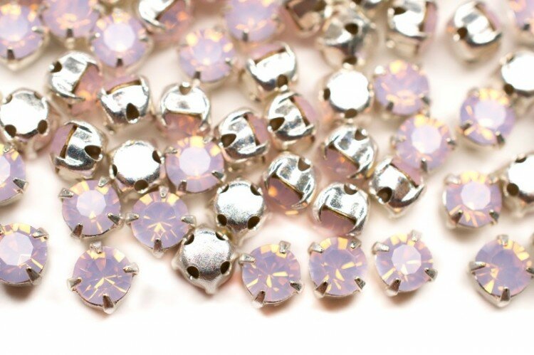 Шатоны Preciosa Maxima 4мм в оправе, цвет rose opal DF/silver, 63-032, 10шт