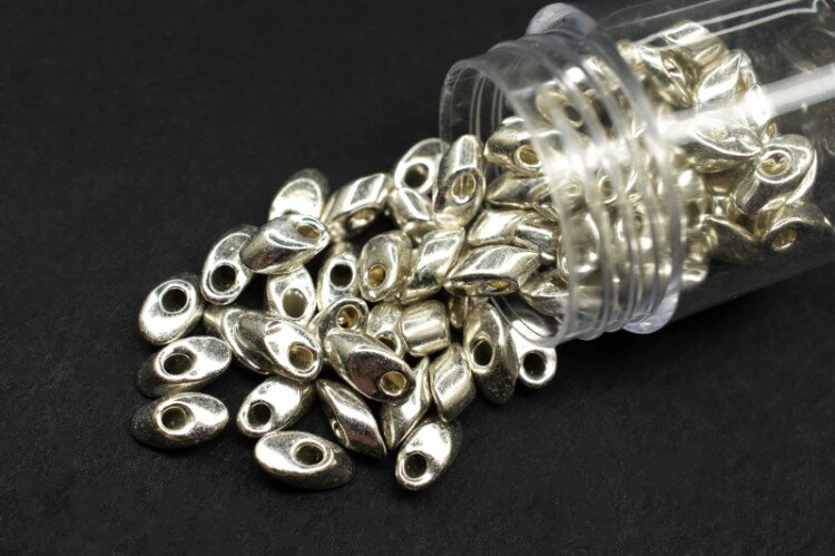 Бисер японский MIYUKI Long Magatama #1051 серебро, гальванизированный, 10 грамм