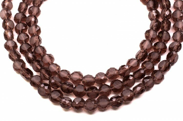 Бусина круглая плоская граненая 6х4мм, цвет аметистовый, прозрачная, 523-013, 10шт