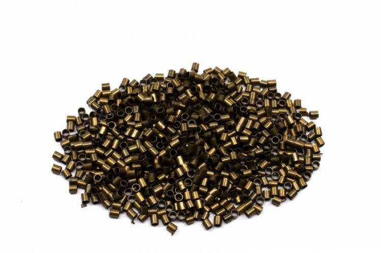 Кримпы-трубочки (бусины зажимные) 2,5х2,5мм, отверстие 2мм, цвет античная бронза, латунь, 35-031, 5г (около 300шт)