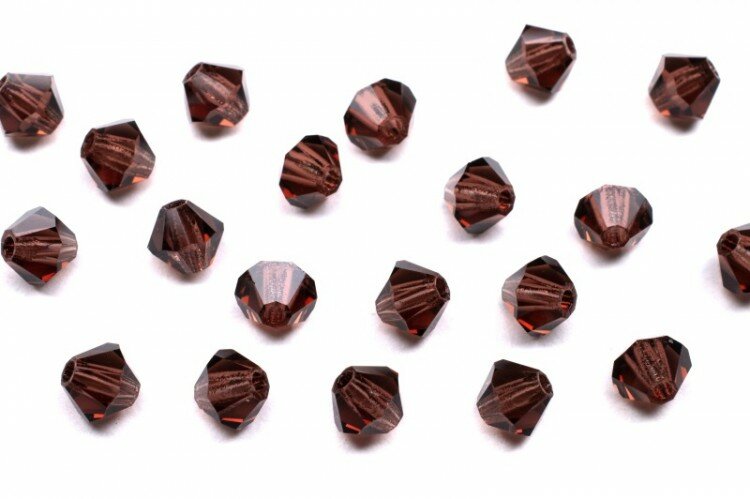 Бусины биконусы хрустальные 4мм, цвет BURGUNDY, 746-044, 20шт