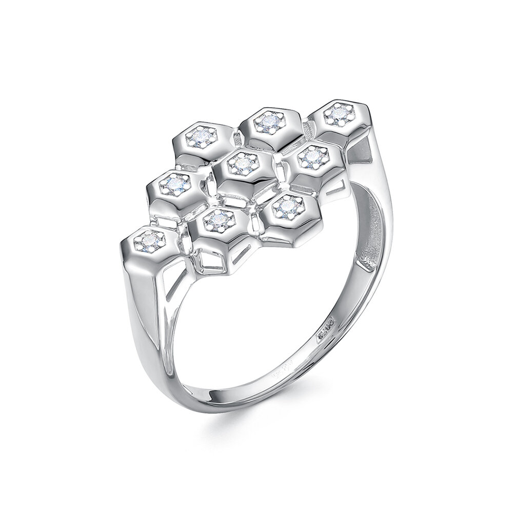 Кольцо, белое золото, 585 проба, родирование, бриллиант