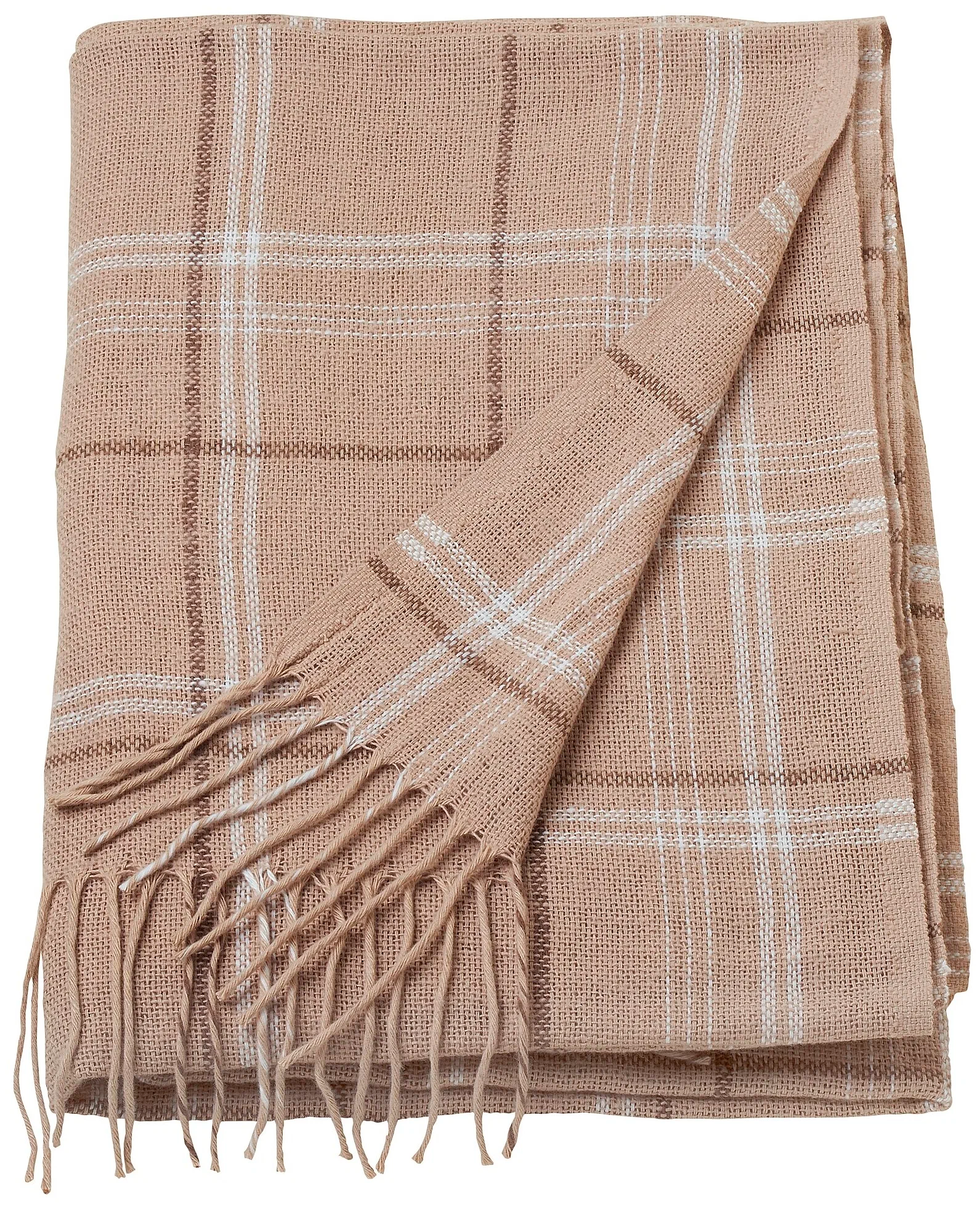 Плед икеа "аннамиа", полиэстер, 1,5-спальный, бежевый, 140x205 см
