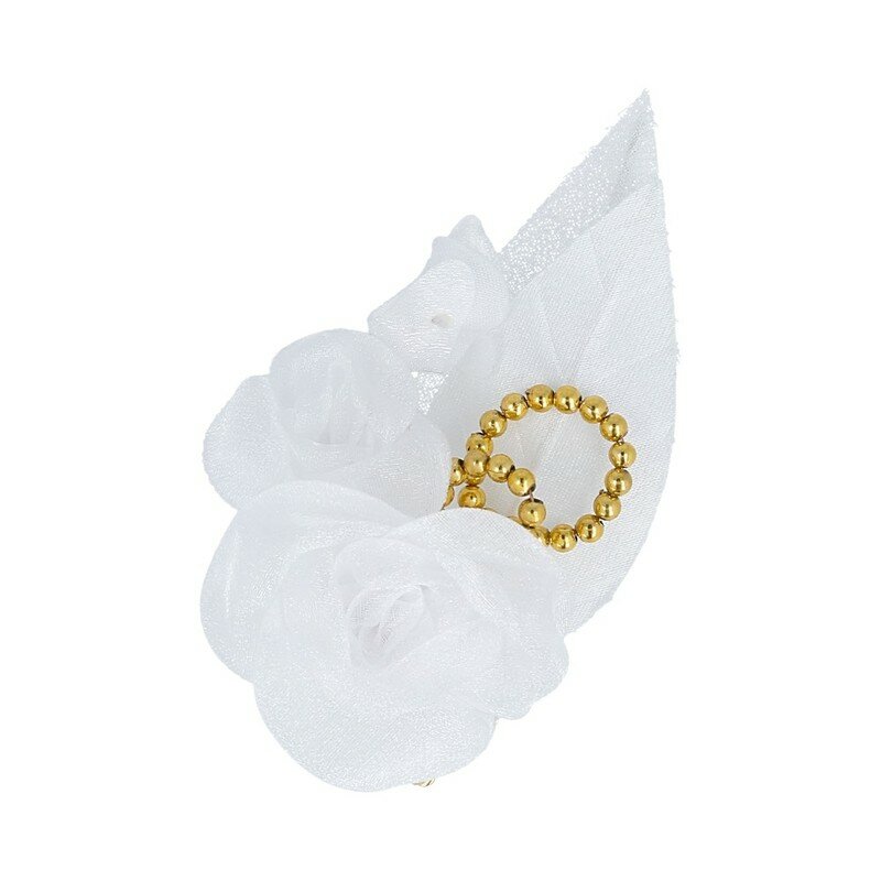 Бутоньерка свадебная 2 №2054 белый для свадебного образа жениха на свадьбу