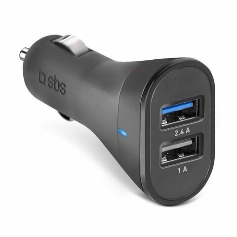 Sbs-mobile SBS Mobile Автомобильная быстрая зарядка 12/24 В, 2,4 А, 2 порта USB, 12 Вт, черная