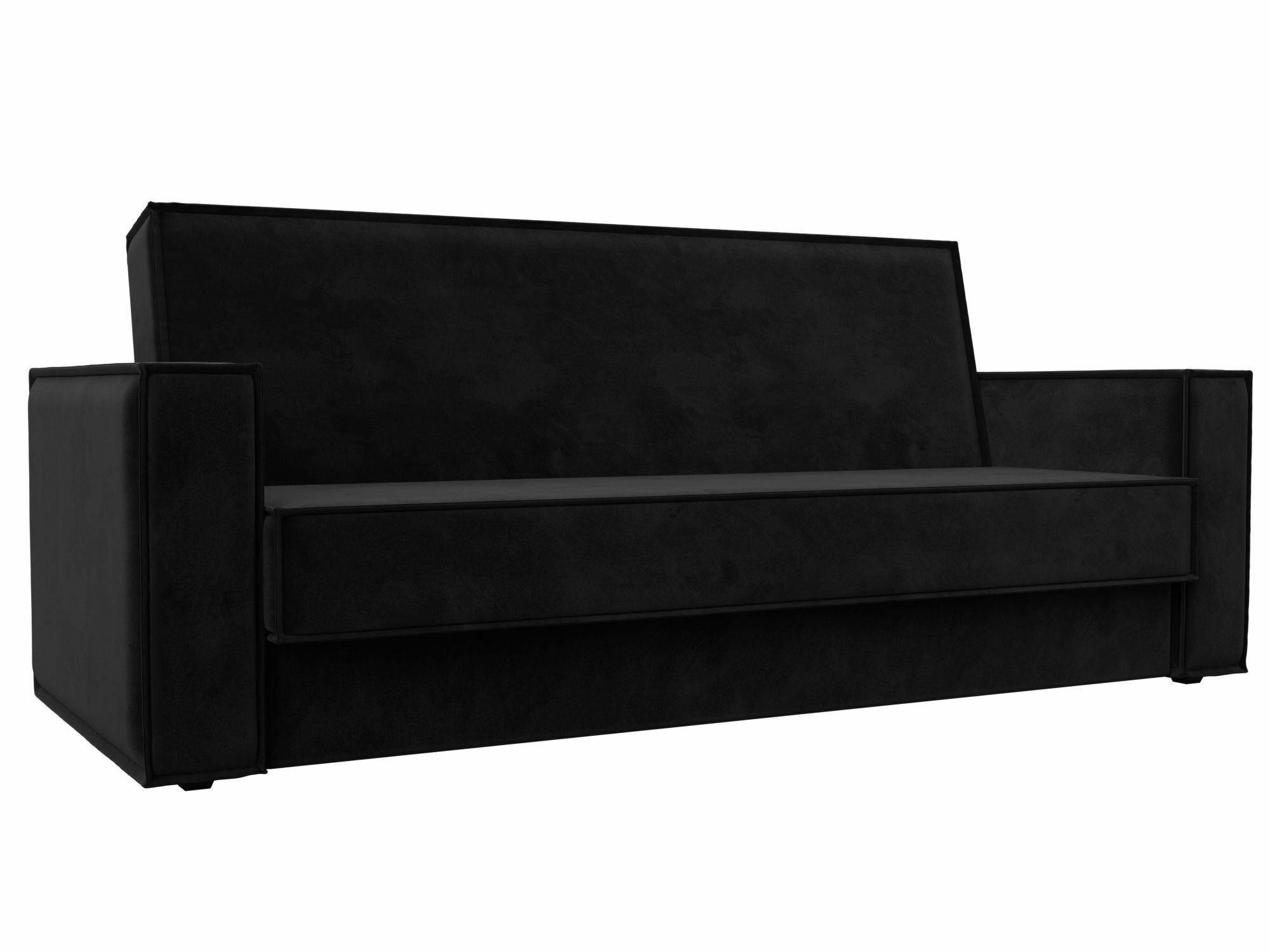 Диван-книжка Куба, велюр, механизм книжка, черный, 214x81x90см. Хит Диванов