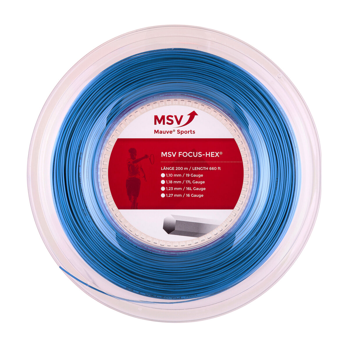 MSV Теннисная струна MSV Focus HEX, 1.23, 200м (ярко-голубой)