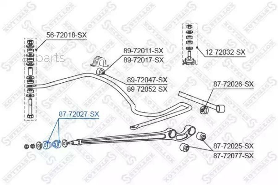STELLOX 8772027SX сайлентблок зад. продол. рычага пер!\Mitsubishi Pajero V2#C/V2#W/V4#W 91-01