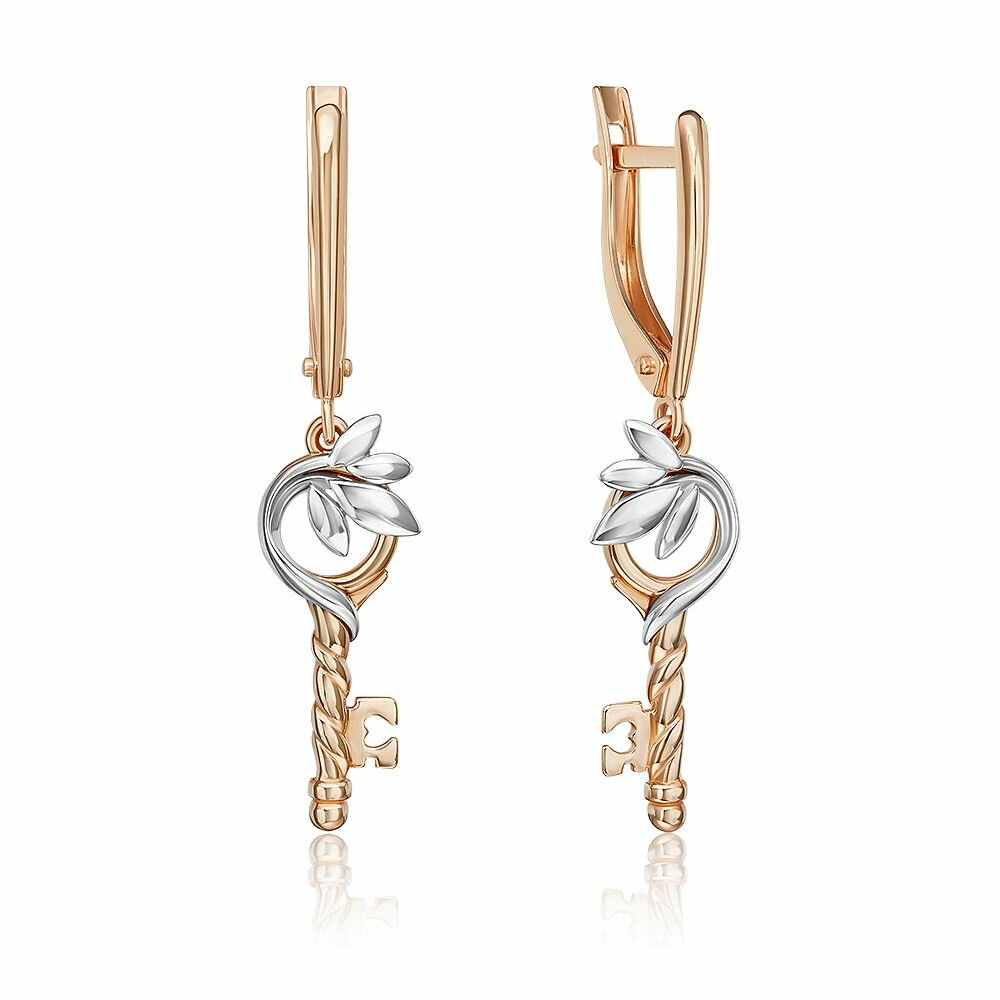 Серьги PLATINA, комбинированное золото, 585 проба, родирование