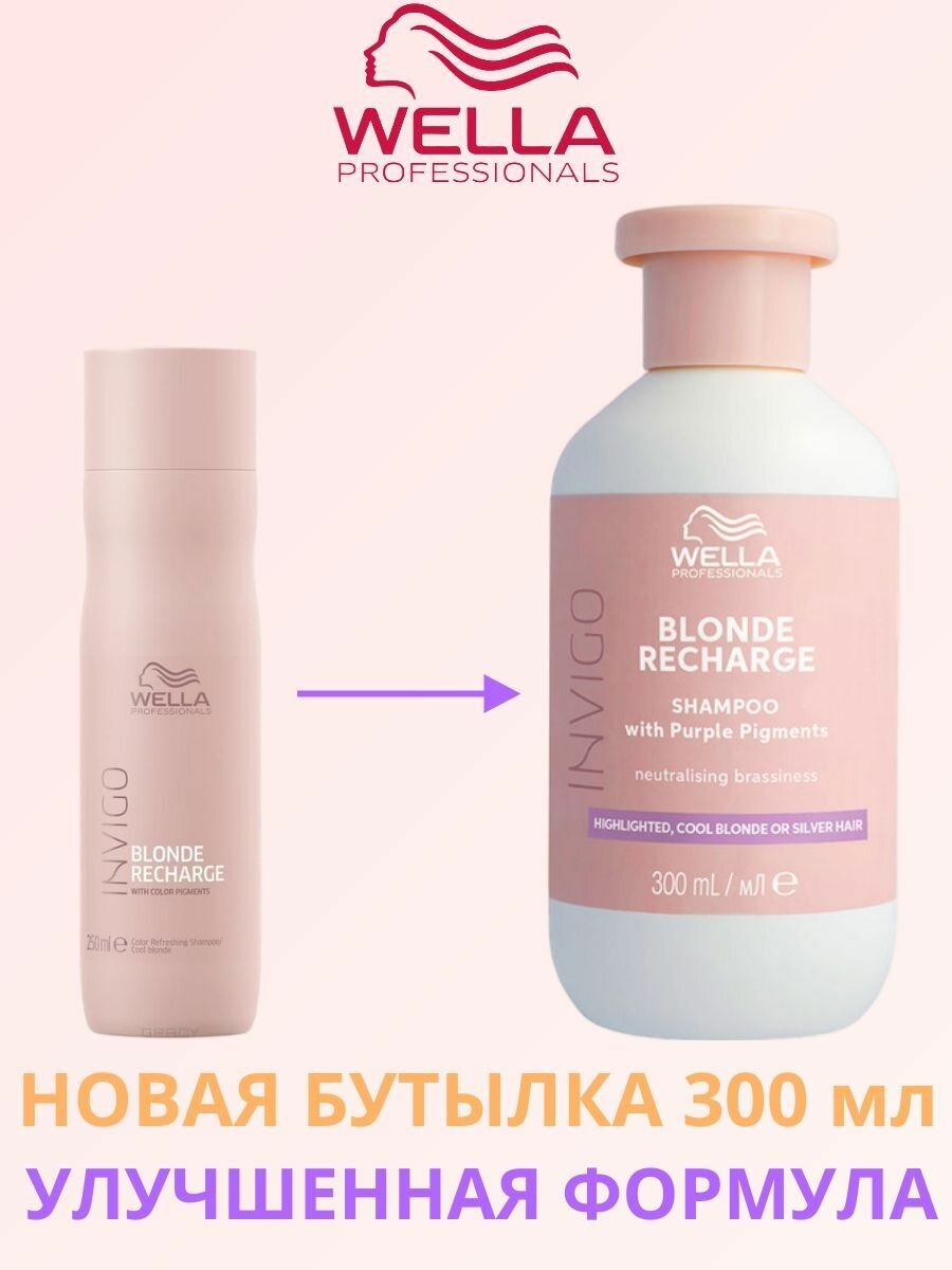Wella Professionals Шампунь-нейтрализатор для холодных светлых оттенков Invigo Blonde Recharge, 300 мл
