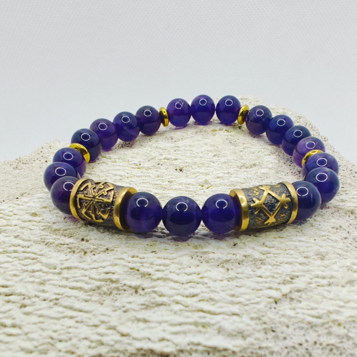 Славянский оберег, Браслет-цепочка, гематит, аметист