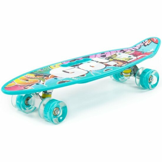 Круизер пластиковый Полесье 59 см, бирюзовый с наклейкой и бирюзовыми колёсами