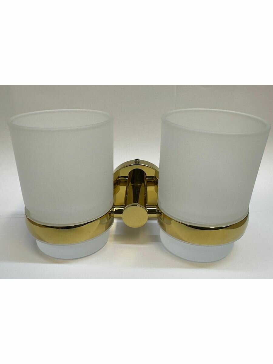 Стакан двойной стеклянный настенный, цвет золото