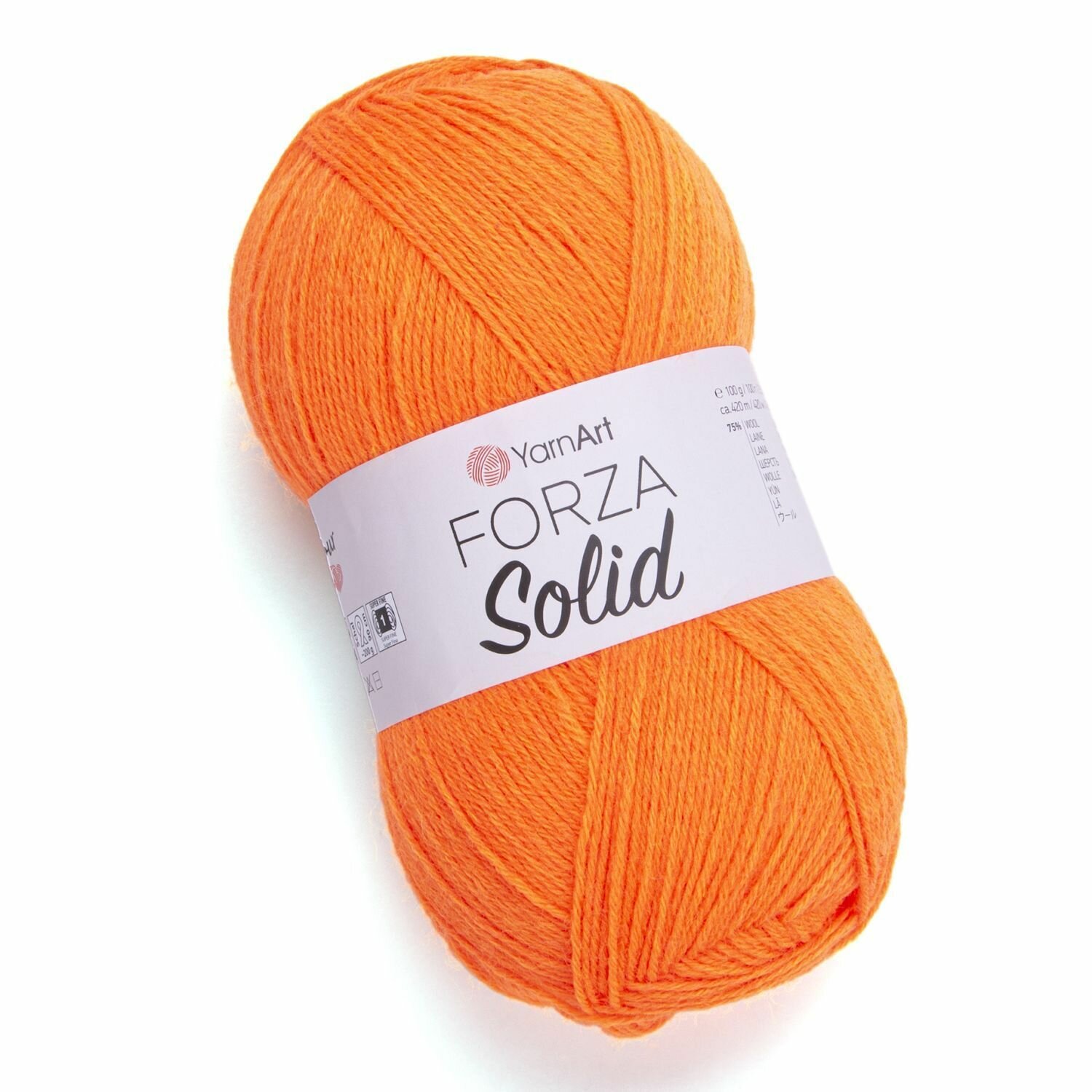 Пряжа Forza solid YarnArt, оранжевый - 4643, 75% шерсть, 25% полиамид, 5 мотков, 100 г, 420 м.
