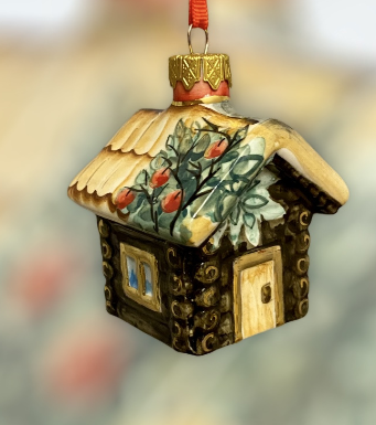 Игрушка на елку Домик большой летний, фарфор