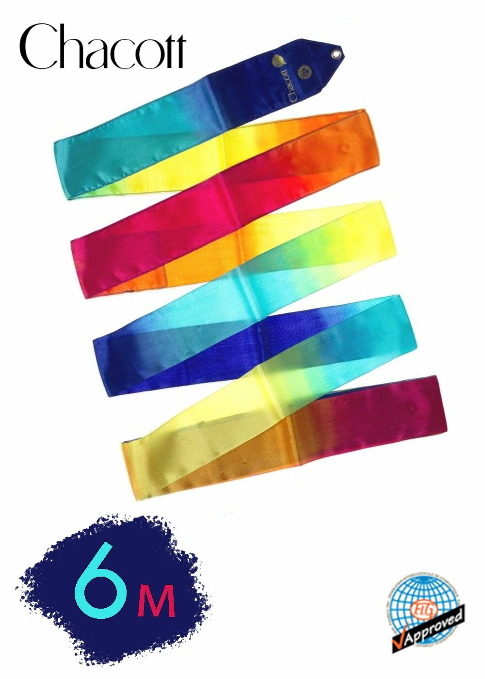 Лента CHACOTT Gradation цветная 6м. 722 (Синий-Бирюзовый-Желтый-Оранжевый-Малиновый) FIG