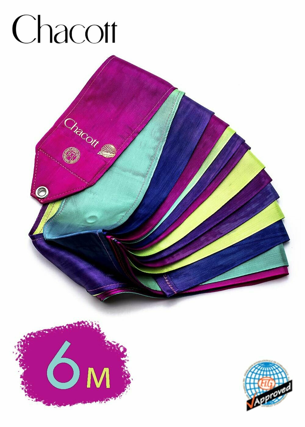 Лента CHACOTT Gradation цветная 6м. 778 (Малиновый-Фиолетовый-Синий-Бирюзовый-Салатовый) FIG