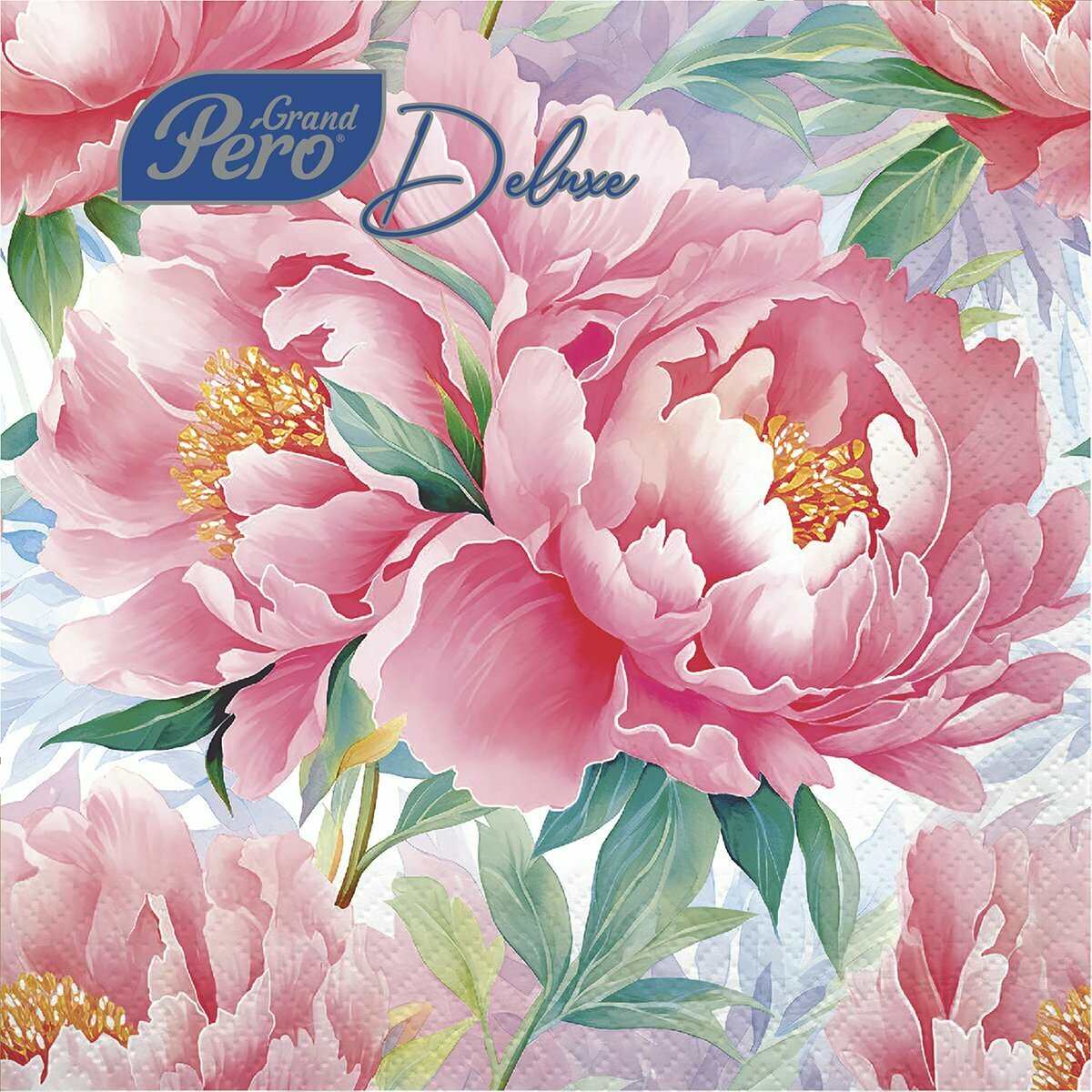 Салфетки бумажные сервировочные GrandPero Deluxe Розовый туман, трехслойные, 20 шт