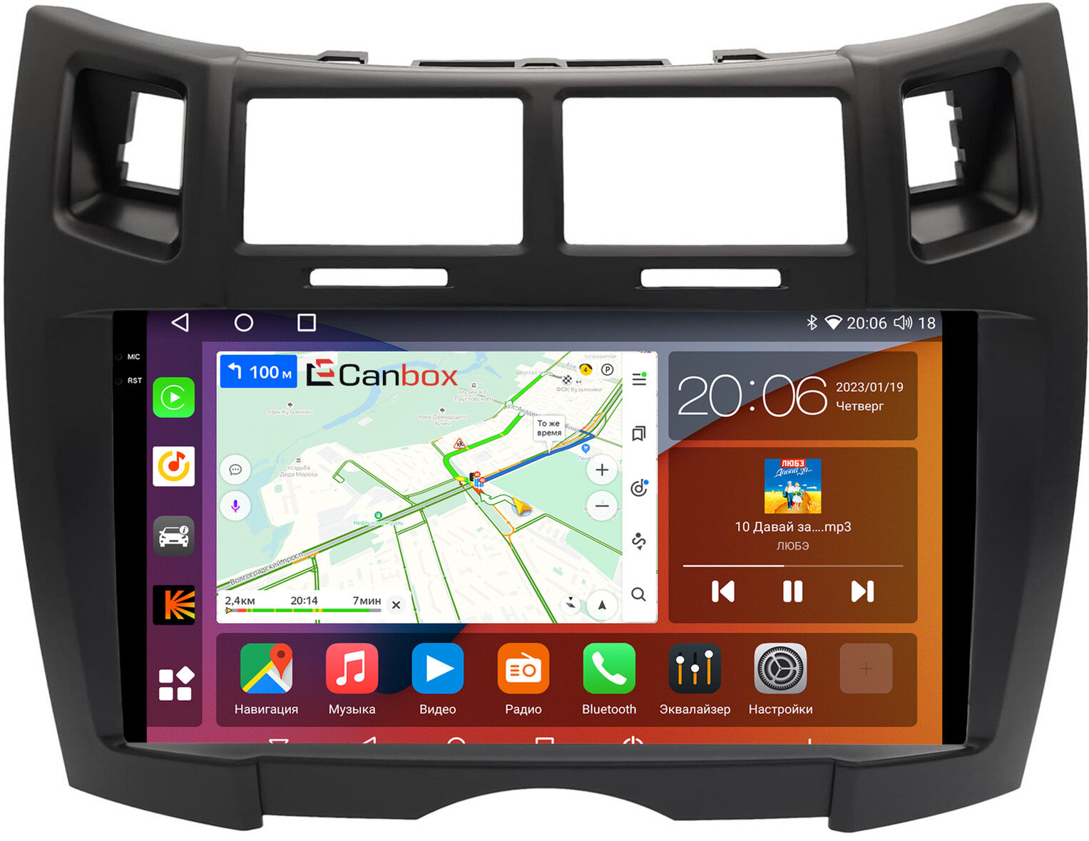 Штатная магнитола Canbox EVO 2K 5816-9-1700 Toyota Vitz 2 (XP90), Yaris 2 2005-2012 (черная матовая, Тип 2) Android 14 (4G-SIM, 8/256, DSP, QLed, AI,