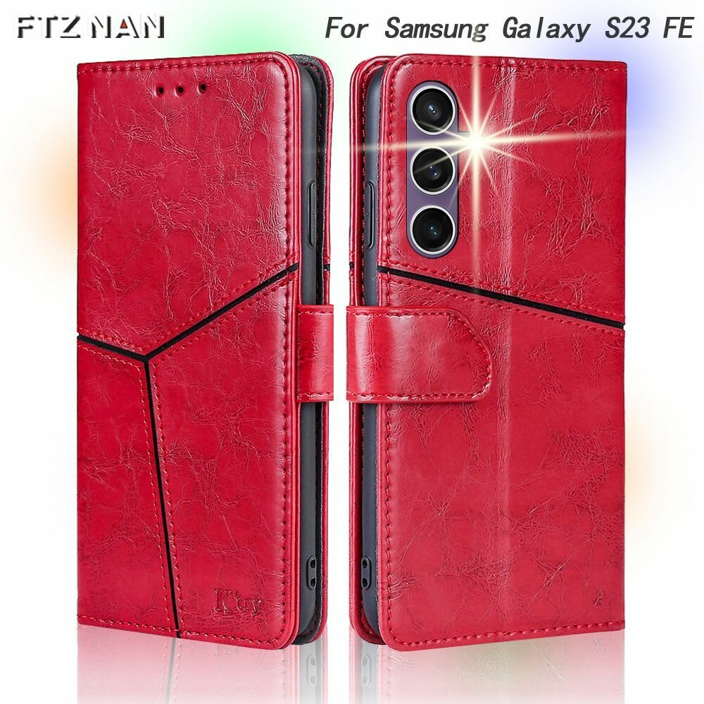 Чехол-книжка MyPads для Samsung Galaxy S23 FE, S23FE 5G, противоударный, красный