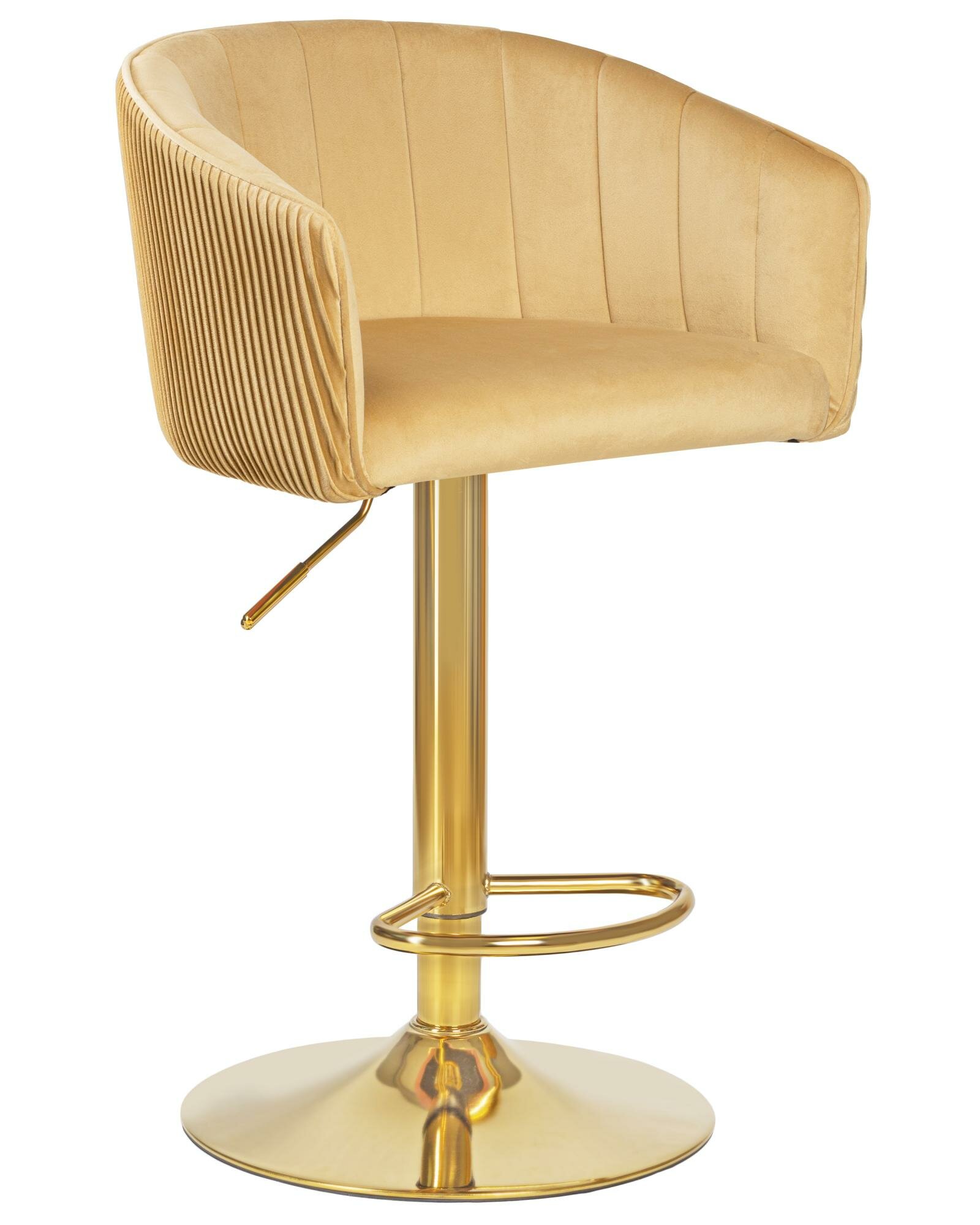 Стул DARCY (1922-3) STOOL MARKET желтый, золотой, велюр, металл, мягкое сиденье, с подлокотниками