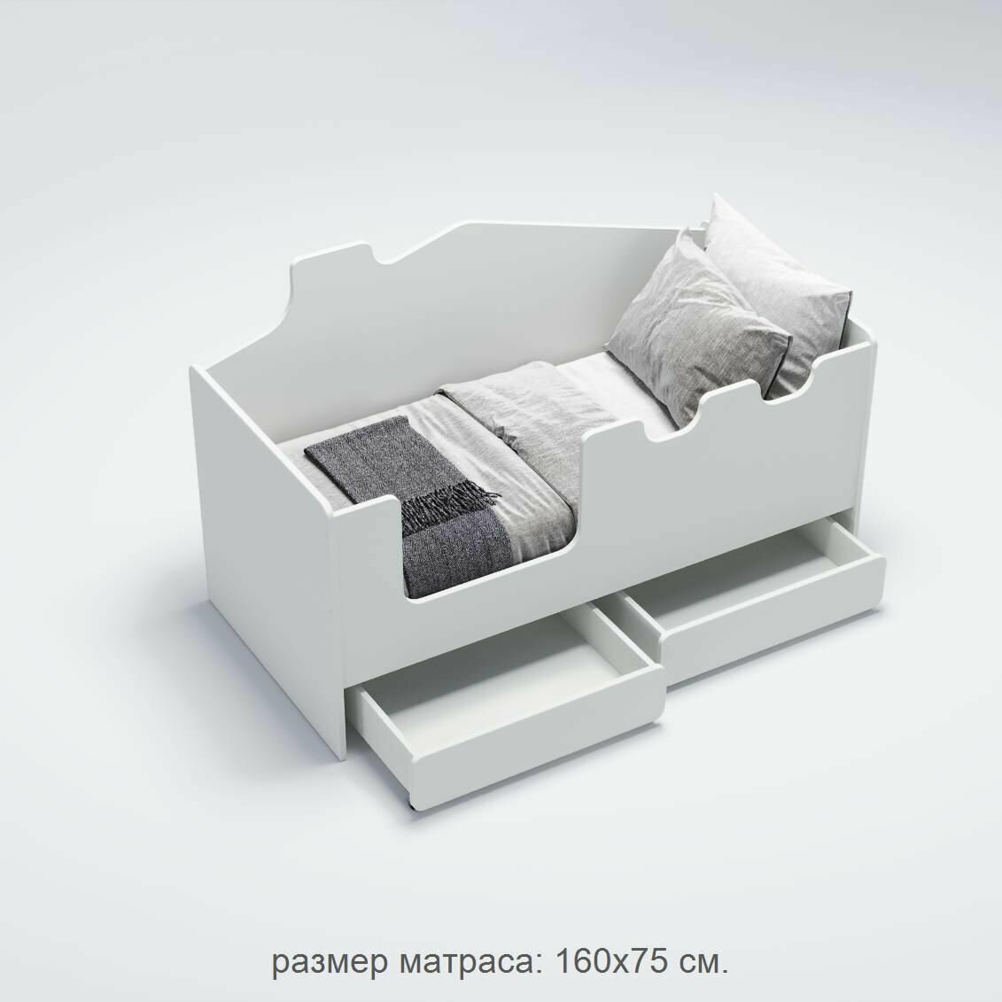 Детская кровать от 3 лет Легенда К202.02 домик белый , спальное место: 160х75