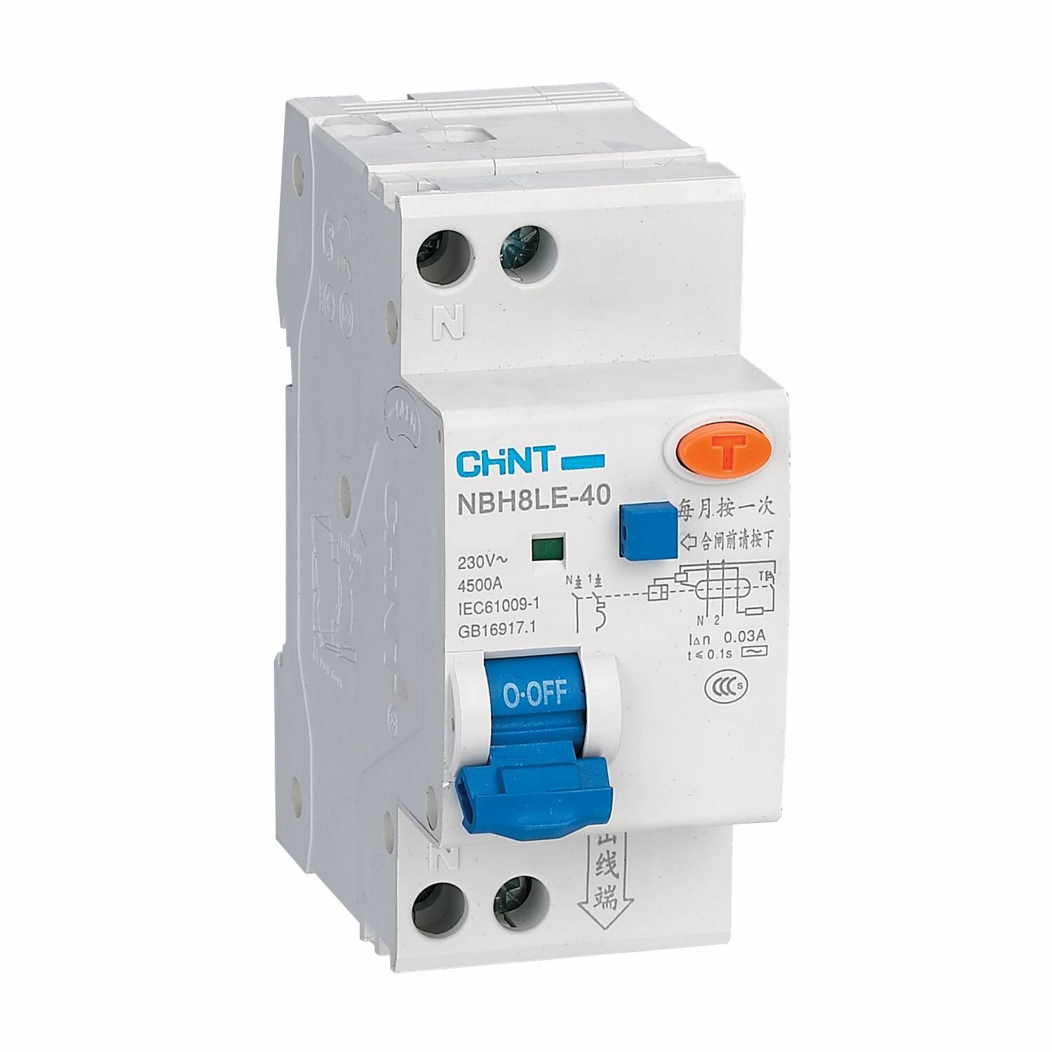 Дифференциальный автомат NBH8LE-40 1P+N 20А 30мА х-ка C 4,5кА (R) Chint - CH-206063