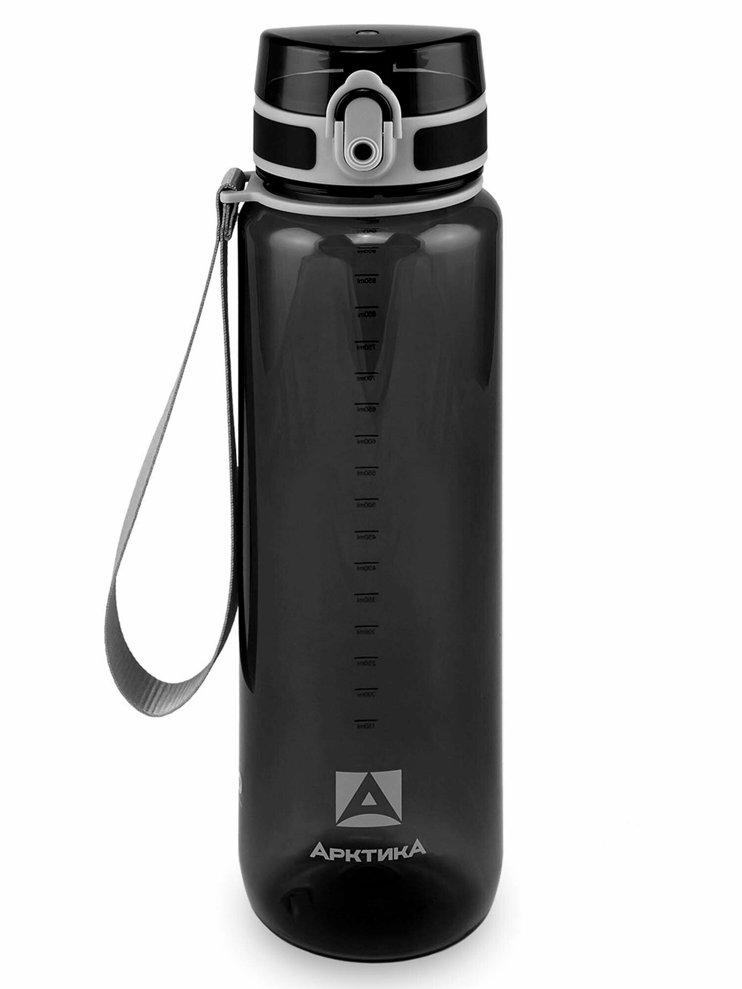 Бутылка Арктика тритановая с ситечком 1000 мл Черный Прозрачный