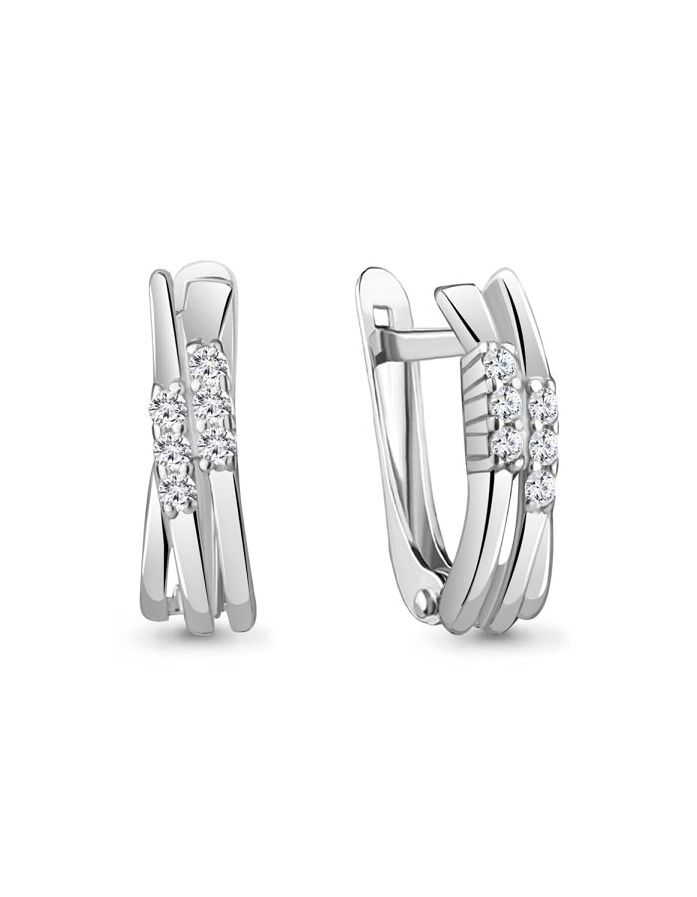 Серьги, серебро, 925 проба, родирование, фианит
