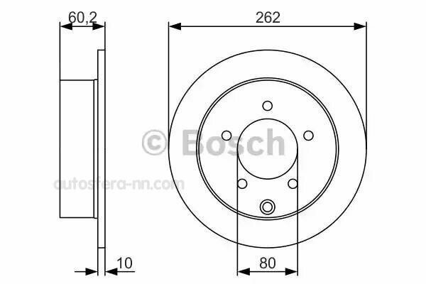 BOSCH 0986479A41 0 986 479 A41 диск тормозной задний!\ Mitsubishi Lancer 1.5/1.8/2.0Di-D 08>
