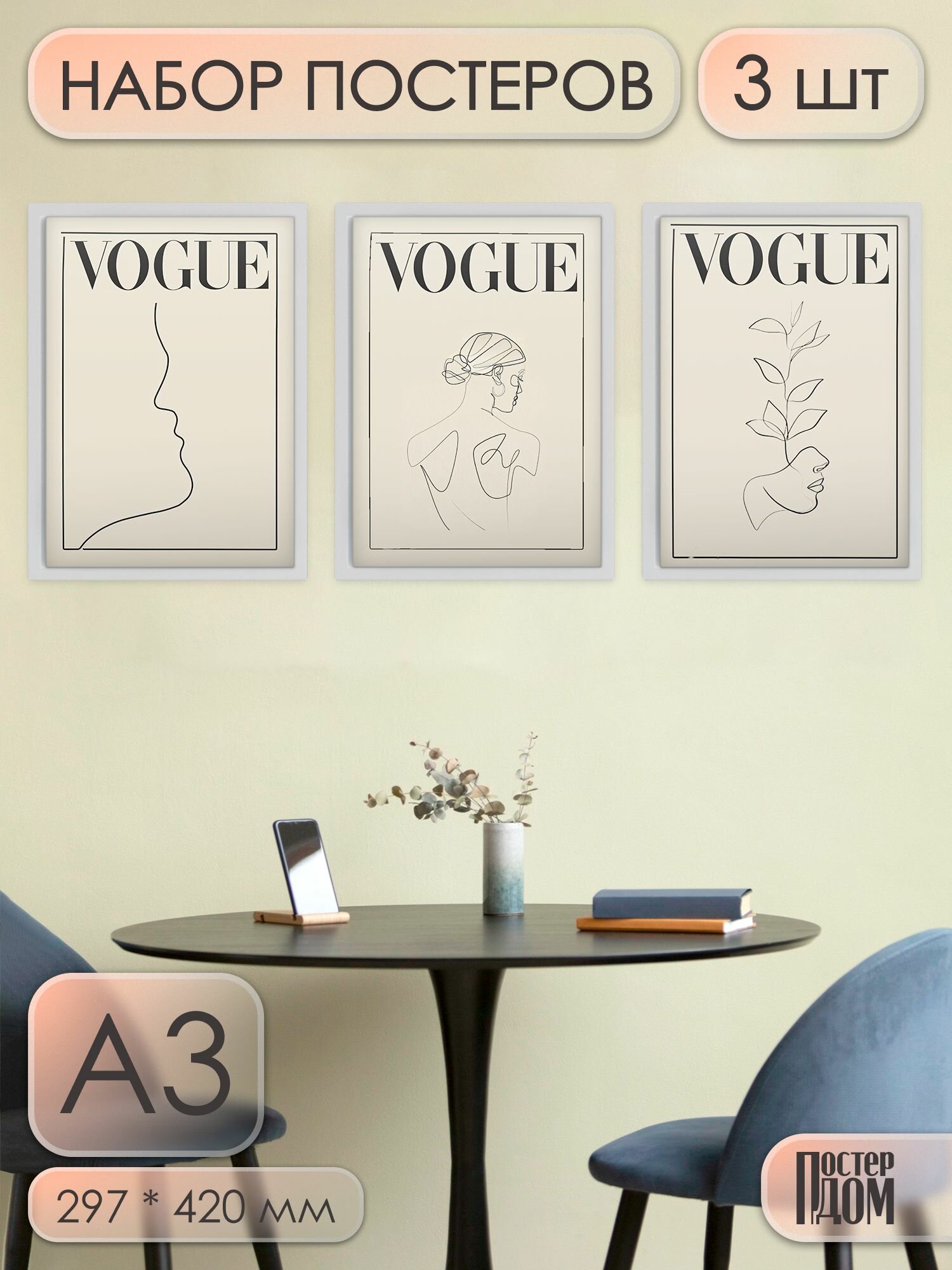 Постеры интерьерные на стену эстетика журнал VOGUE