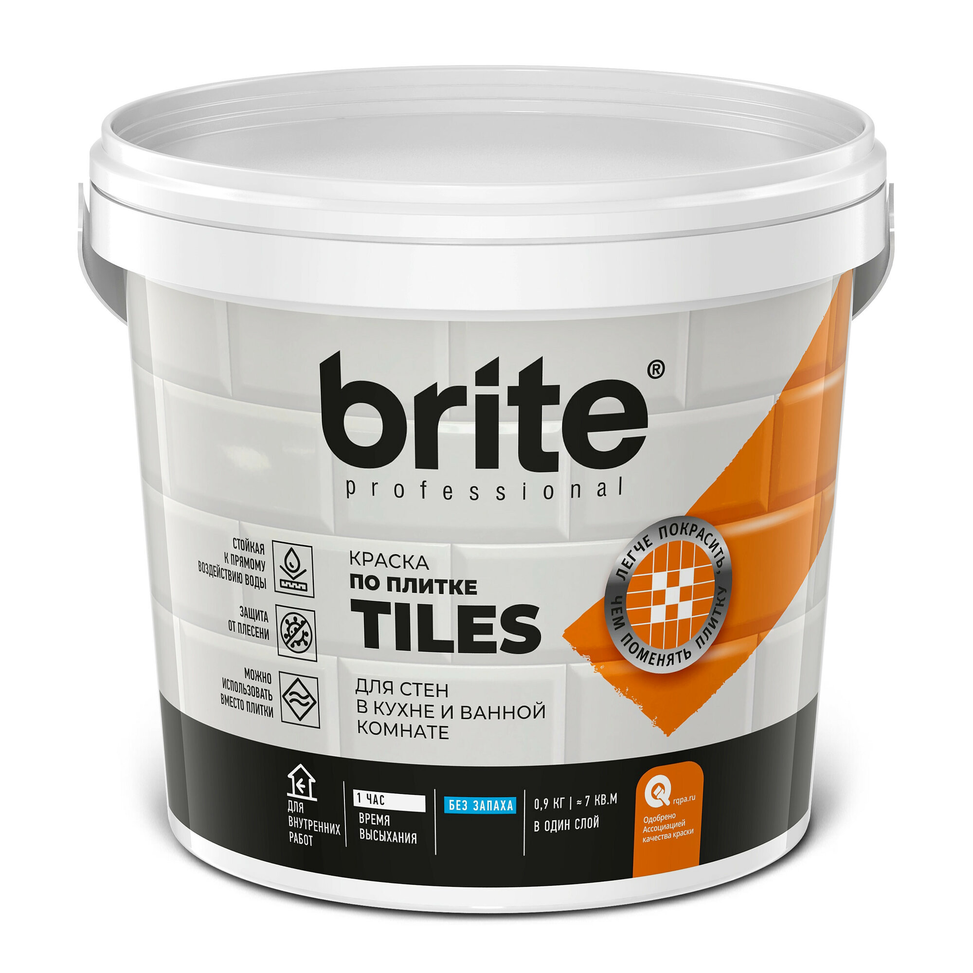 Краска по плитке для стен Brite цвет белый 0.9 л