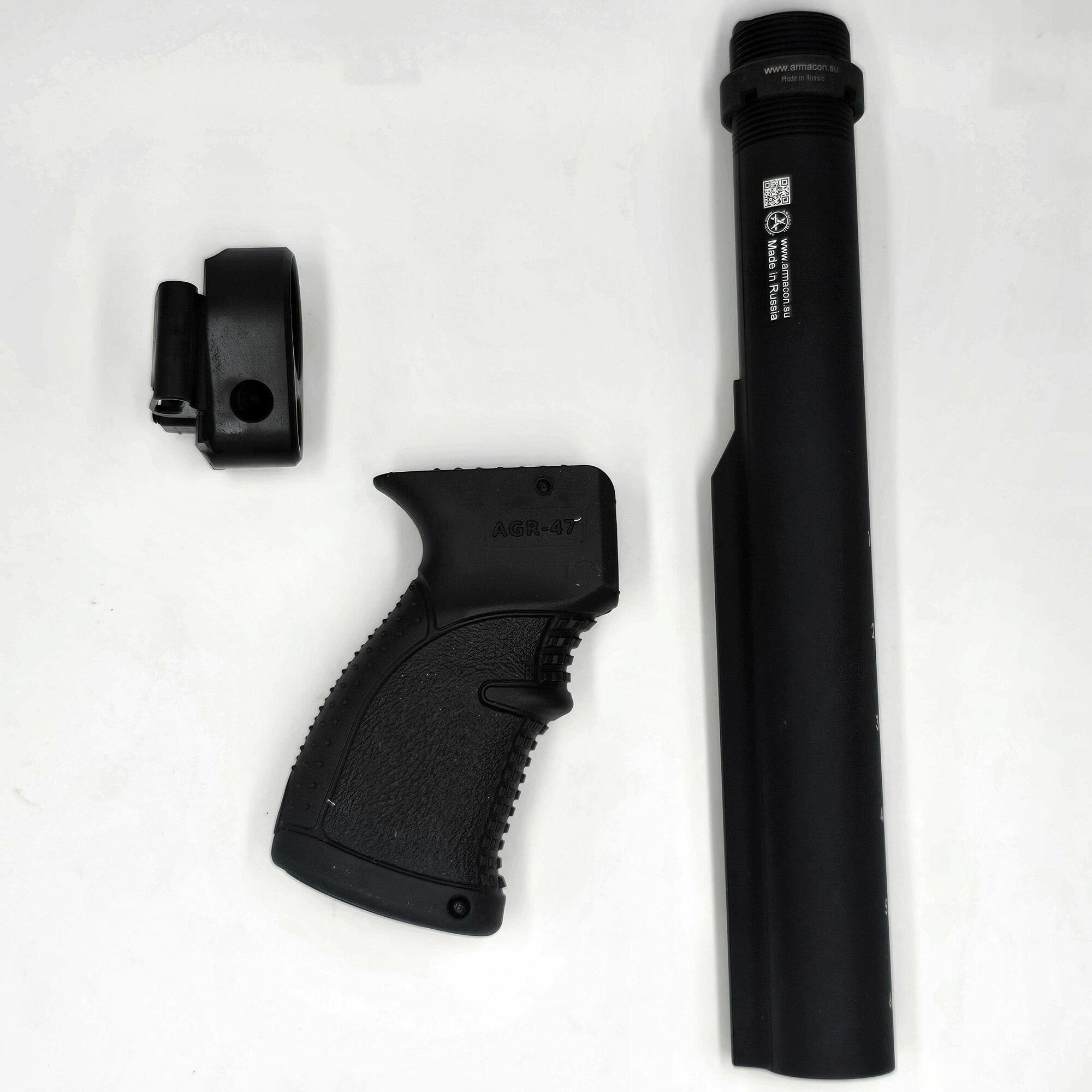 Комплект Рукоятка Fab Defense AGR-47 пистолетная для серии К-47/74 + Труба приклада Com-Spec 250мм + Монолит-3 Gen 2 - адаптер приклада на серии К/Сайга, ARMACON