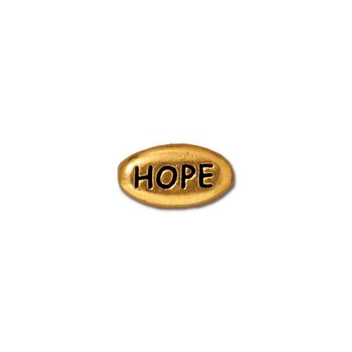 Бусина металлическая, 11х6мм, TierraCast, тег Hope, базовый материал - оловянный сплав, позолота с чернением, 2 шт.