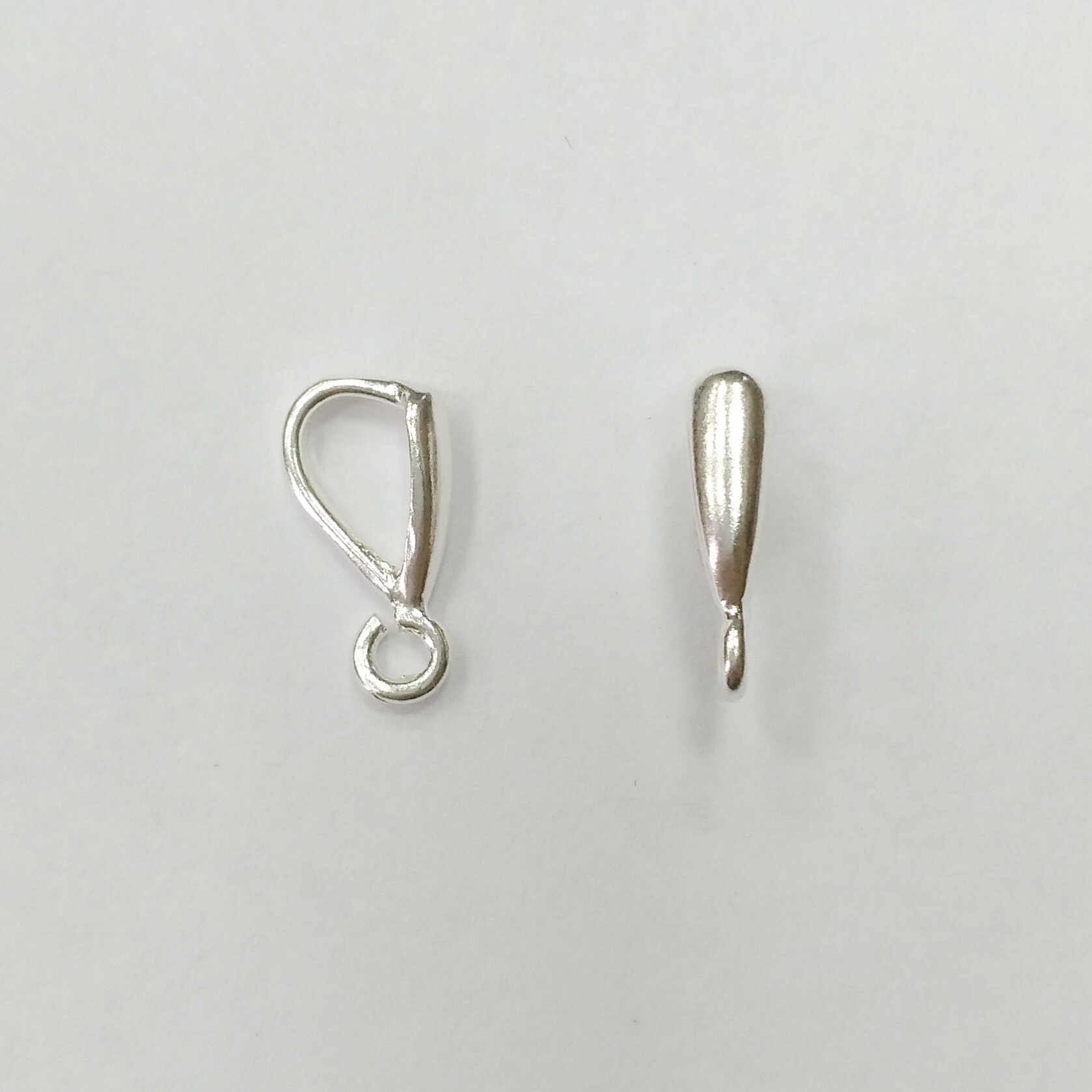 Держатель, 12.5х7х3мм, Капля гладкая, базовый материал - латунь, посеребренная, 1 шт.