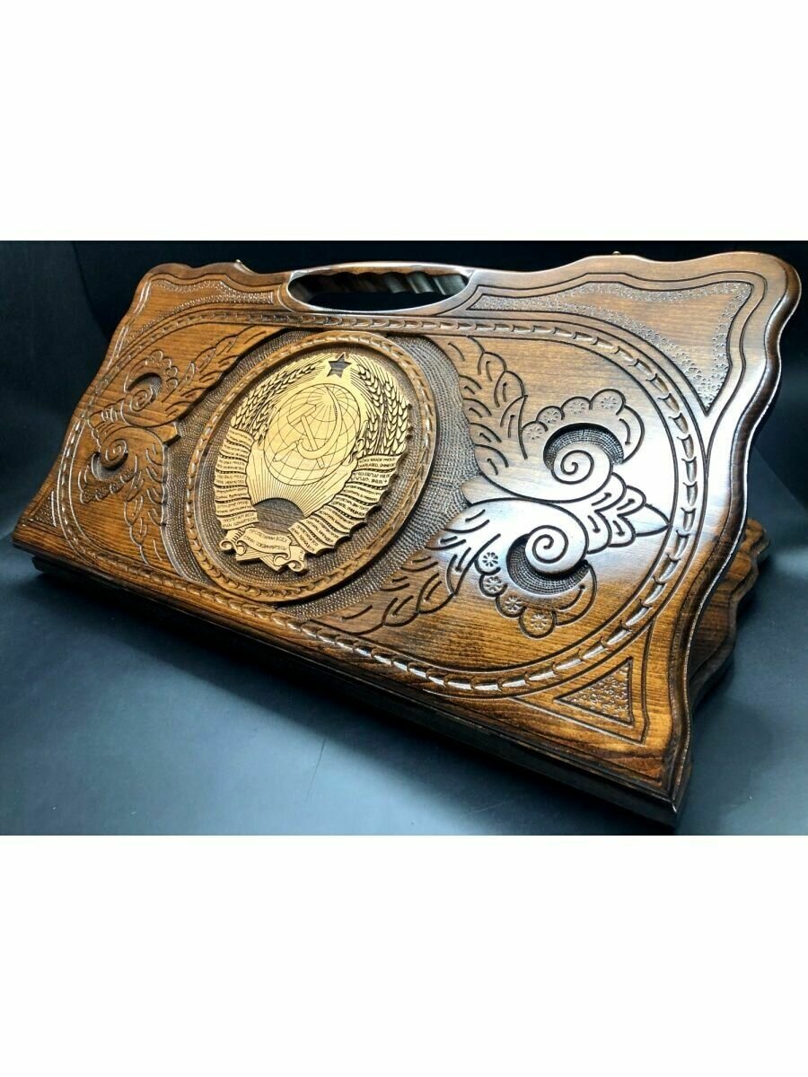 Нарды резные авторские "Герб СССР" с ручкой, большие