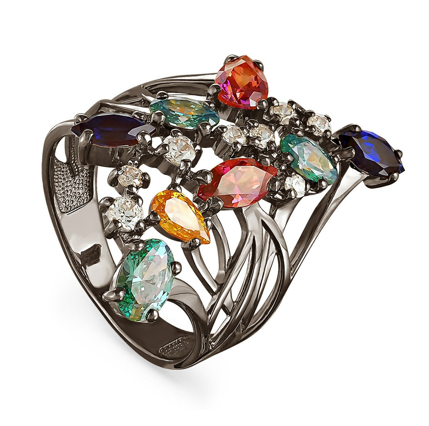 Кольцо, серебро, 925 проба, алпанит, фианит