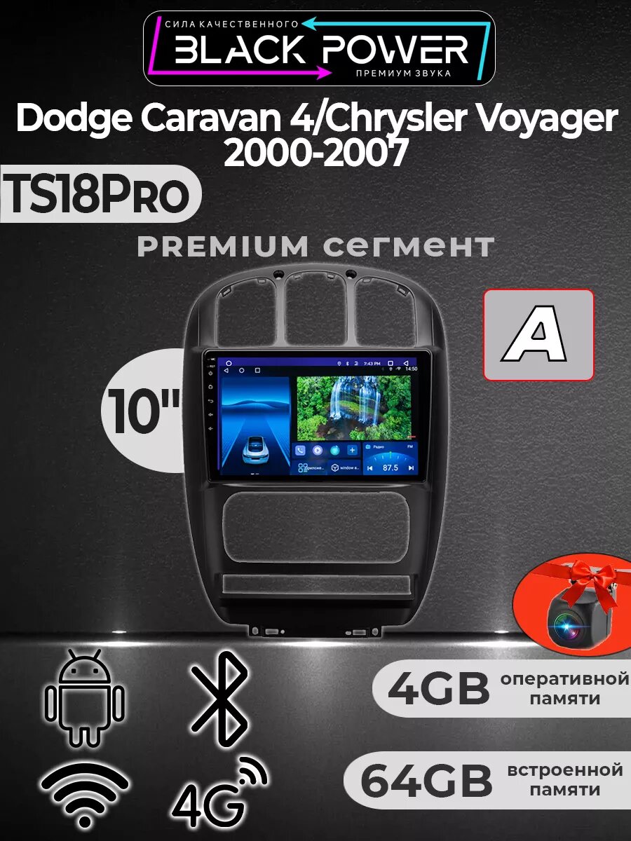Магнитола для Dodge Caravan 4 2000-2007 4+64ГБ